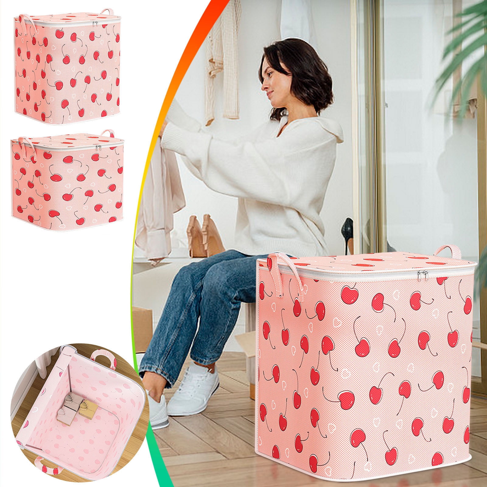 Large-Capacity Storage Bins with Lids & Zipper,Collapsible Linen ...