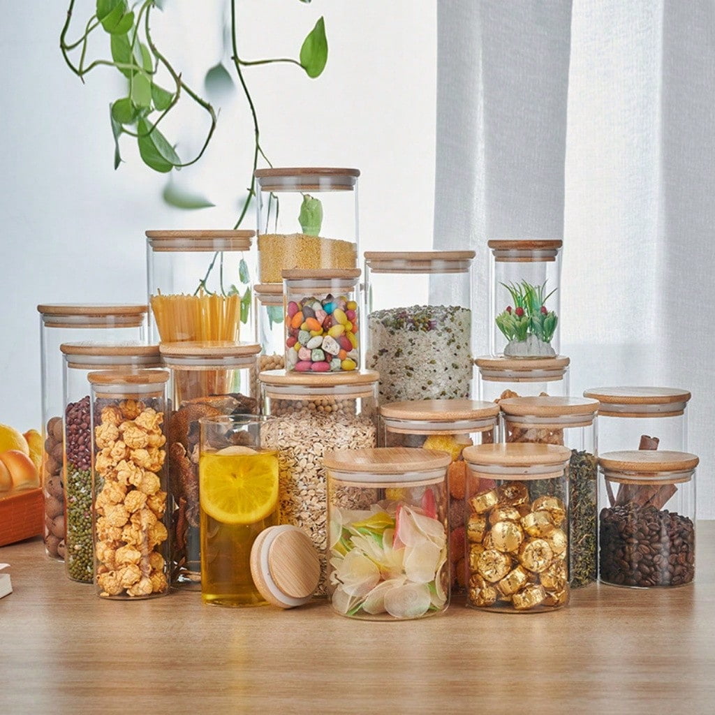 Large-Capacity Storage Jars With Transparent Body And Bamboo Lids ...
