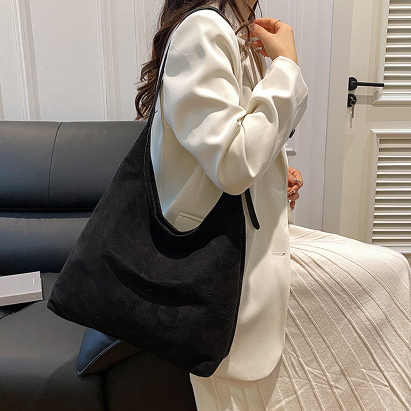 Large Capacity Suede Bag, Stylish Travel Organizer, Genuine Leather ...