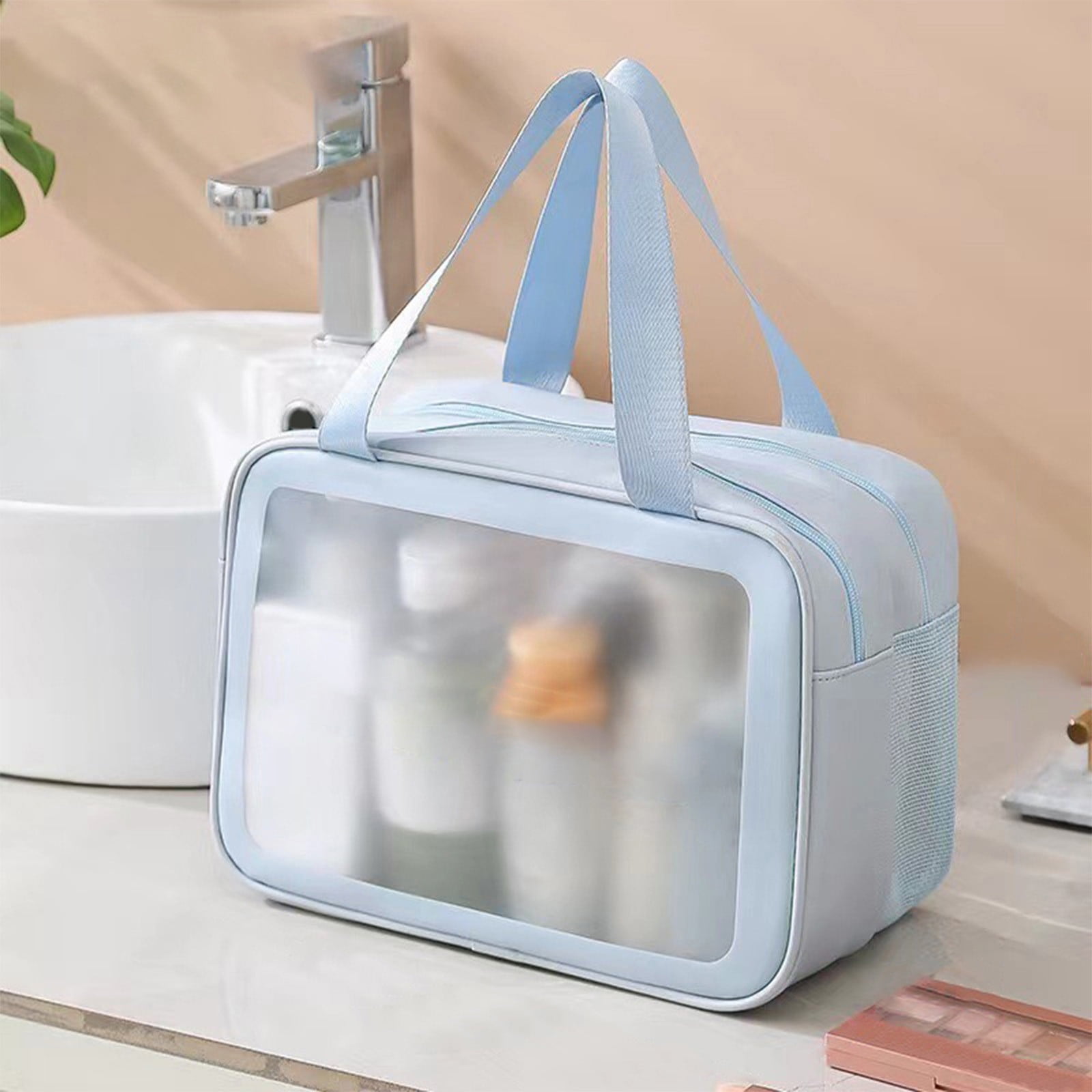 Large Capacity Transparent Makeup Organizer Stackable Travel Bag ...