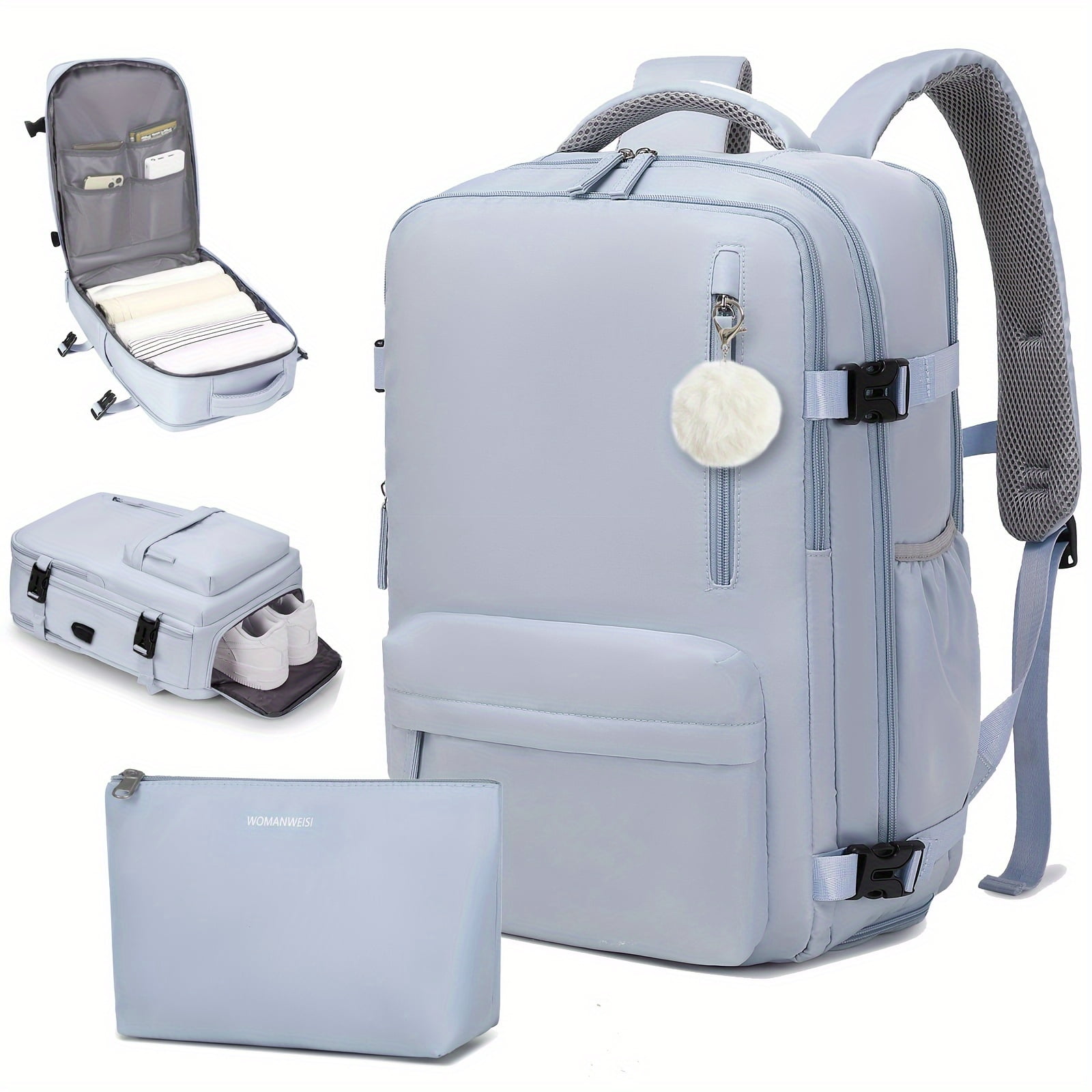 Large Capacity Travel Backpack with Shoe Compartment and Charging Port ...