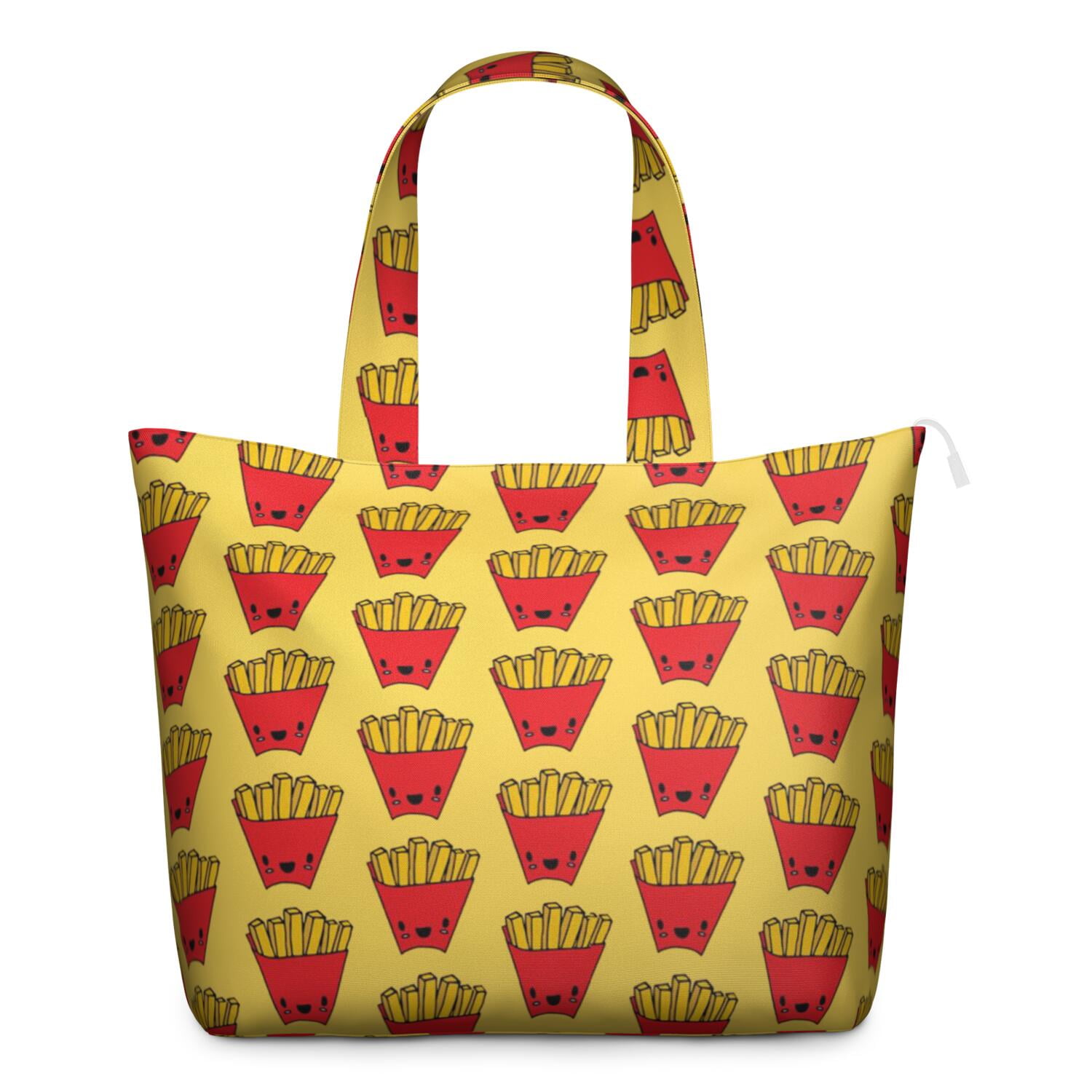 Large Capacity Travel Tote Bag with French Fries Fast Food Prints ...