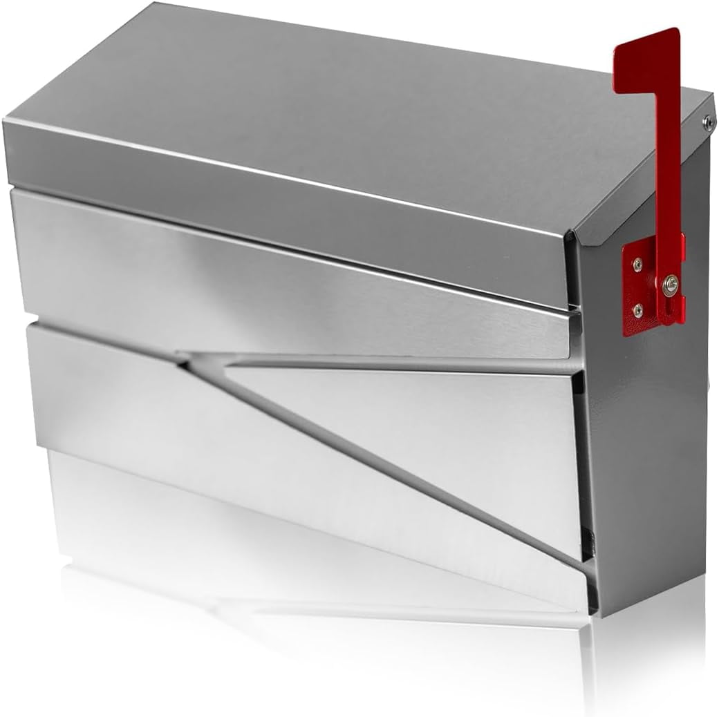 Large Capacity Wall Mount Mailbox for House, with Flag Kit, Galvanized ...