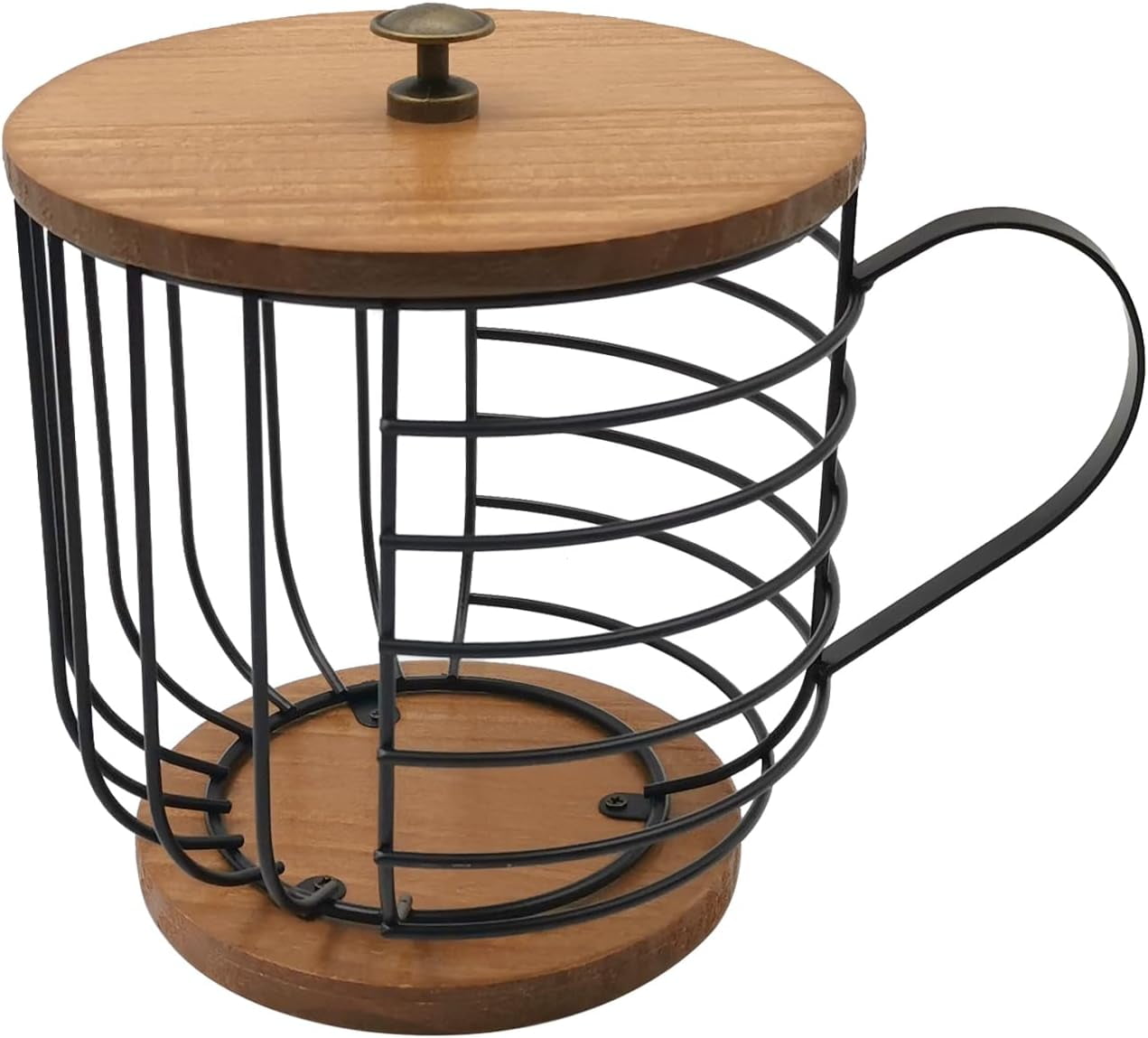 Large Capacity Wire Kup Storage with Wooden Base, Mug Shape Wire ...