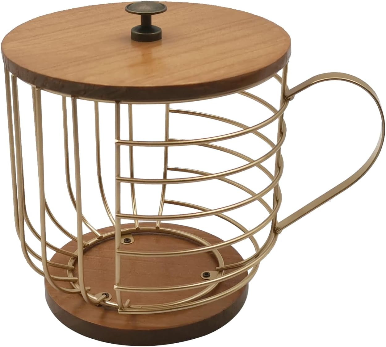 Large Capacity Wire Kup Storage with Wooden Base, Mug Shape Wire ...
