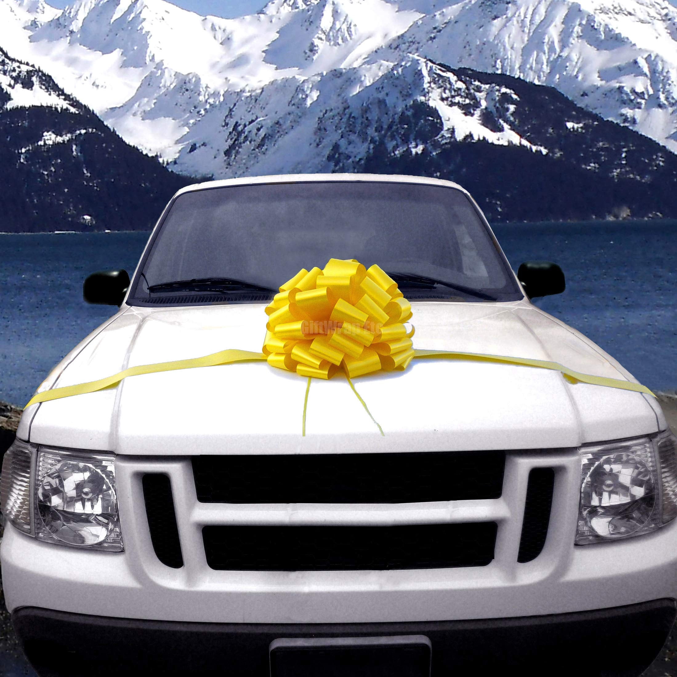 Large Car Bow, 16" Wide - Yellow, Front Door Decor, Gift Bows, Easter ...