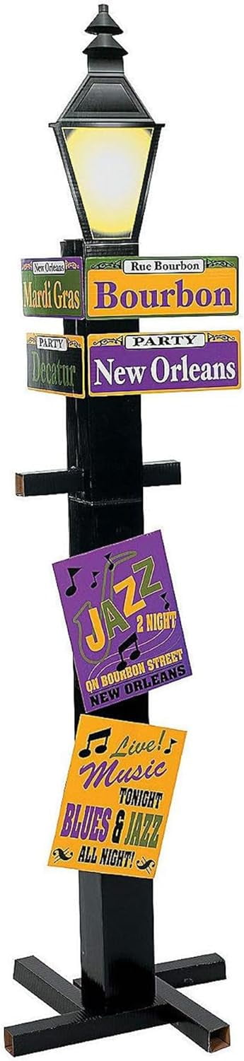 Large Cardboard Mardi Gras Party Bourbon Street Directional Sign 4 ft 8 ...