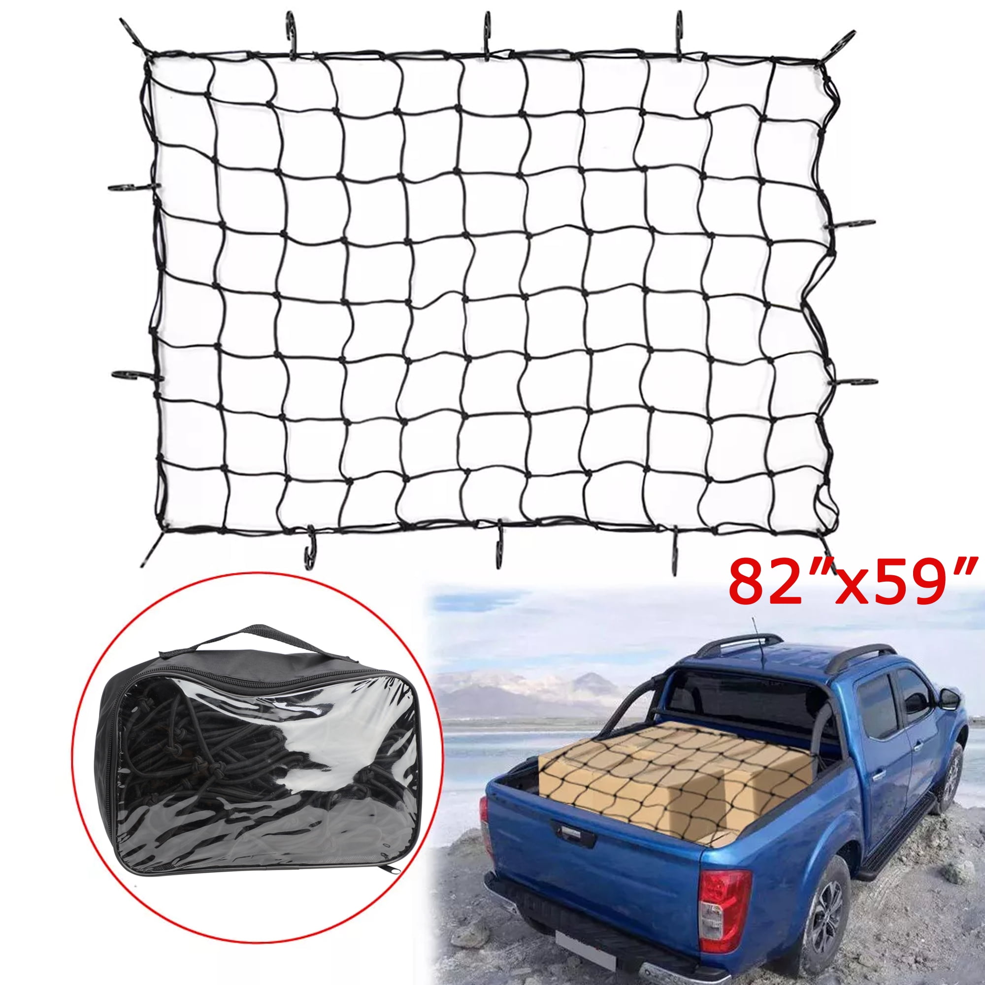 Large Cargo Nets for Pickup Trucks 82x59in Heavy Duty Bungee Netting 16 ...
