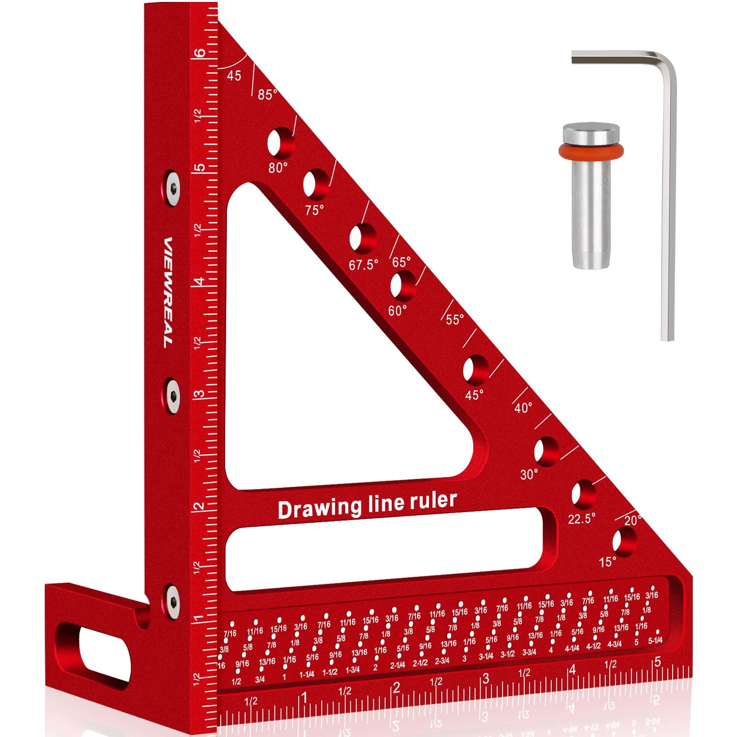 Large Carpenter Square 6.5''x5.79''Protractor Ruler with 3D Multi-Angle ...