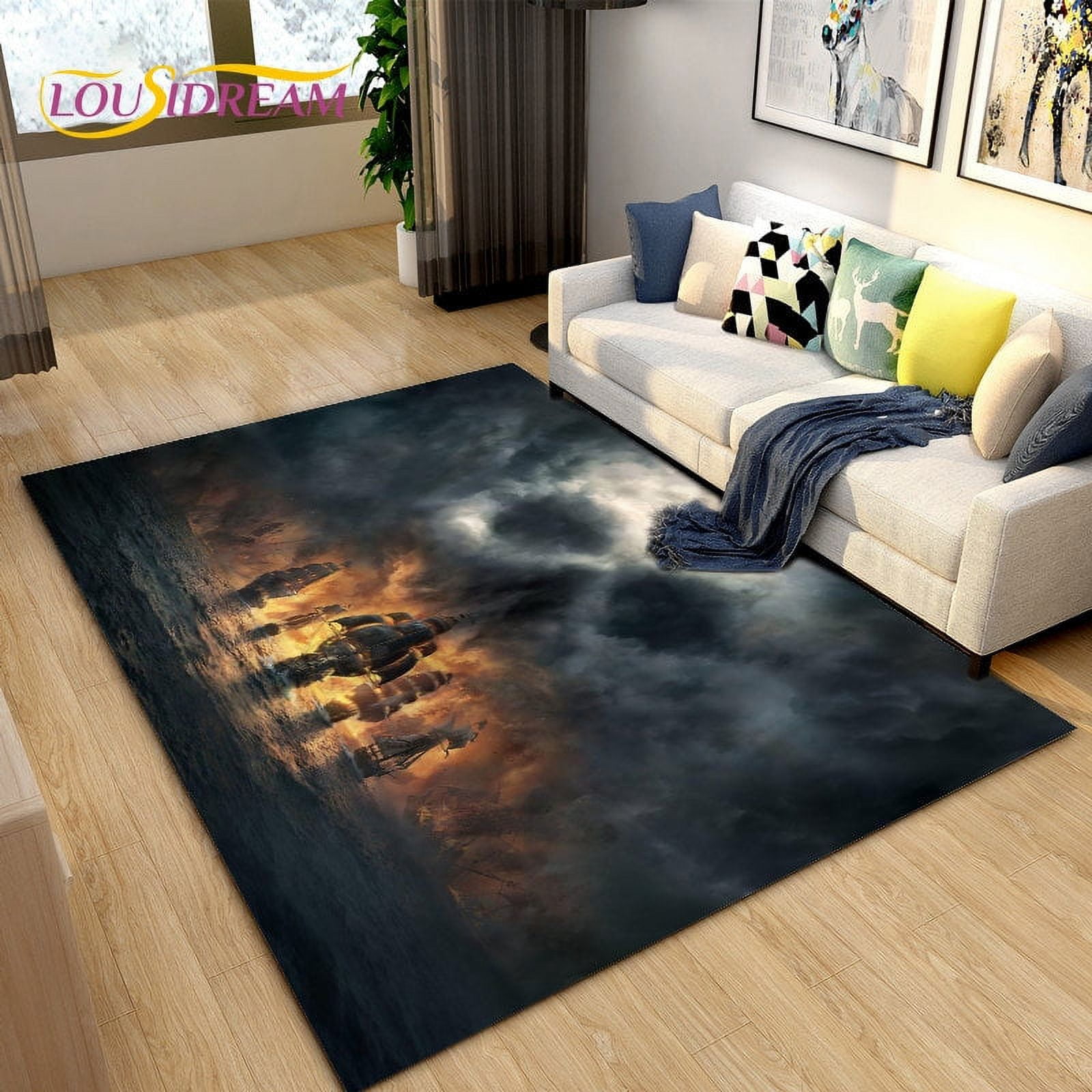 Large Carpet 3D A Pirate Boat Barque Boat Area Rug Large Carpets Rug ...