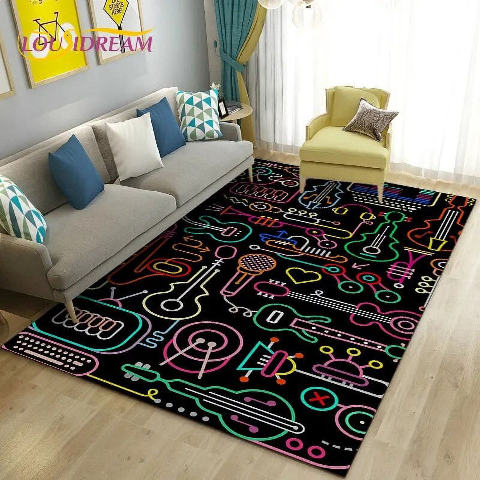 Large Carpet 3D Beautiful Music Notes Area Rug Rug for Living Room ...