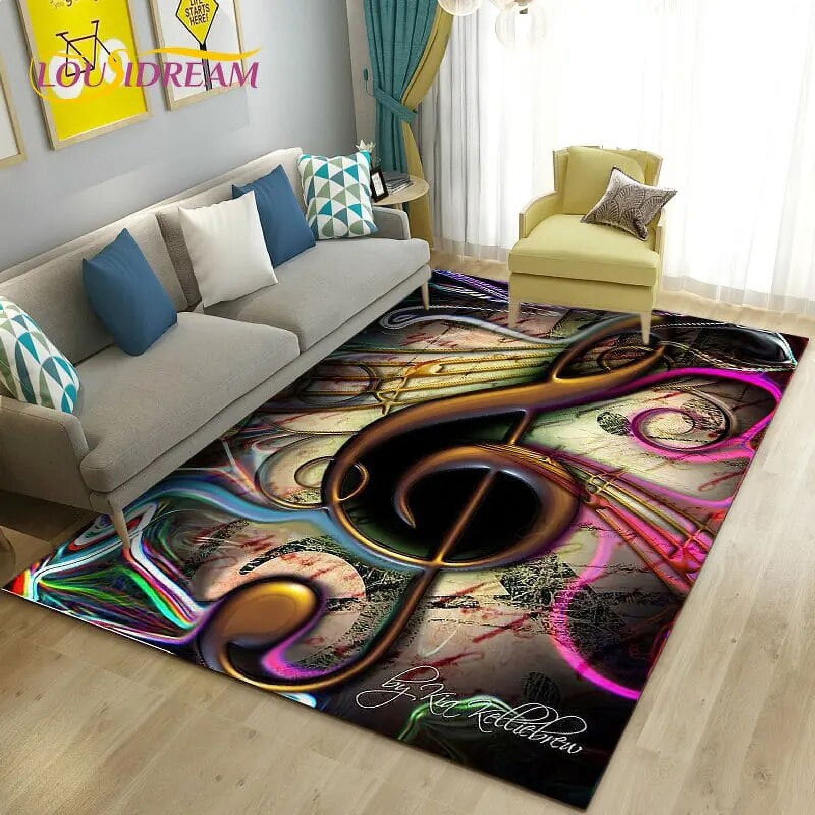 Large Carpet 3D Beautiful Music Notes Area Rug Rug for Living Room ...