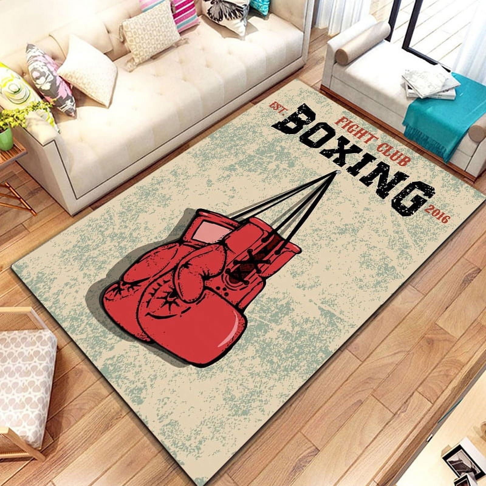 Large Carpet 3D Boxing Gloves Boxer Fight Area Rug Rug for Living Room ...