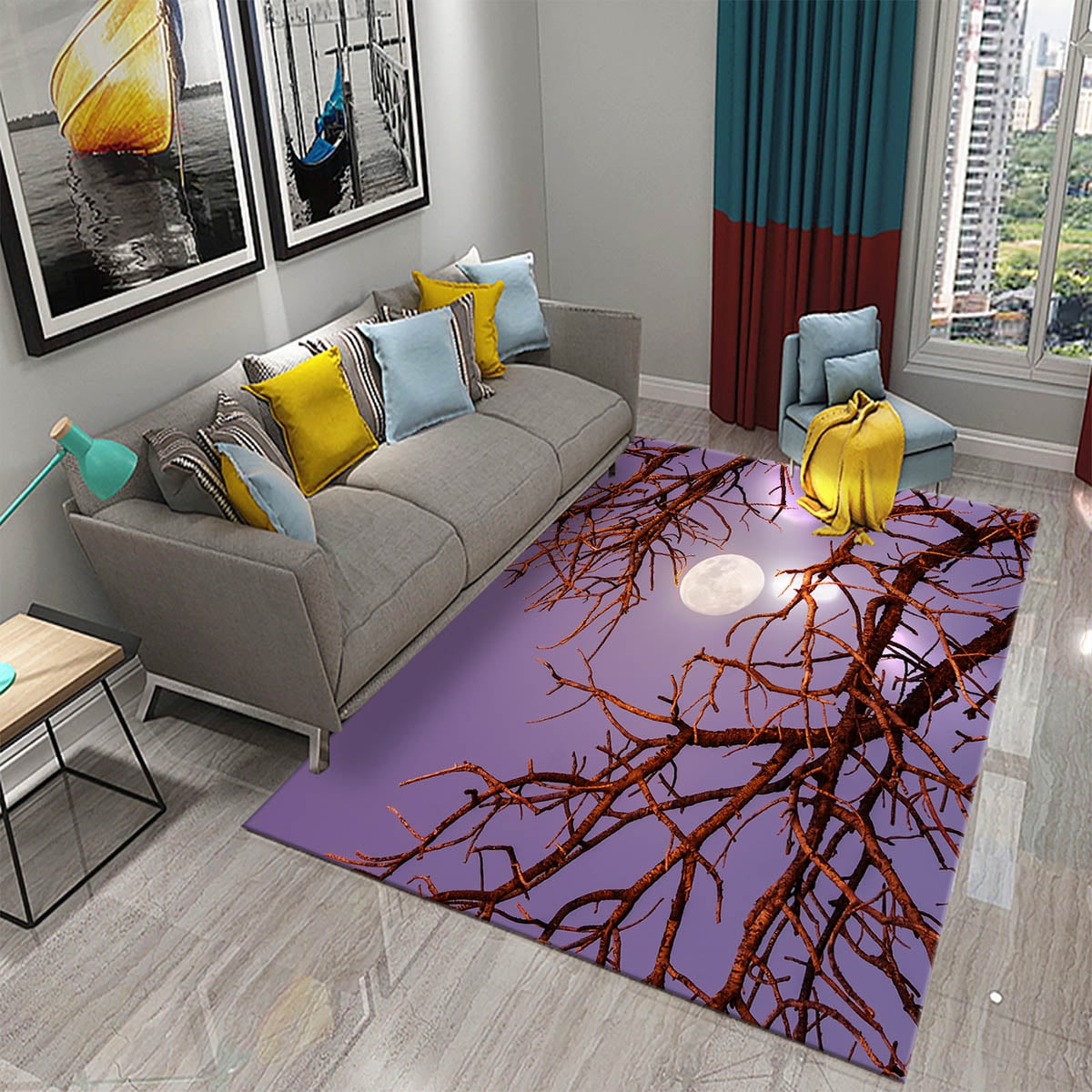 Large Carpet 3D Branch Carpet Winter Tree Without Leaves Pattern Carpet ...