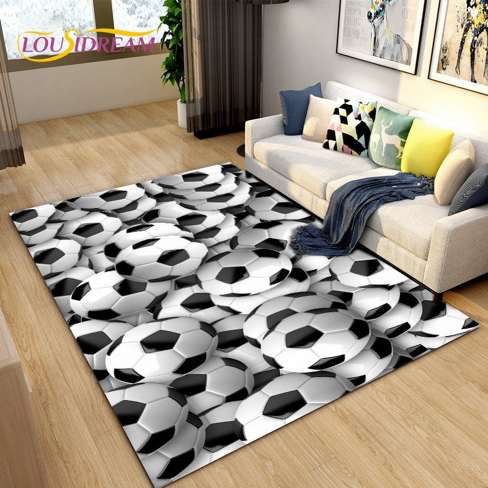 Large Carpet 3D Cartoon Soccer Football Area Rug Rug for Living Room ...