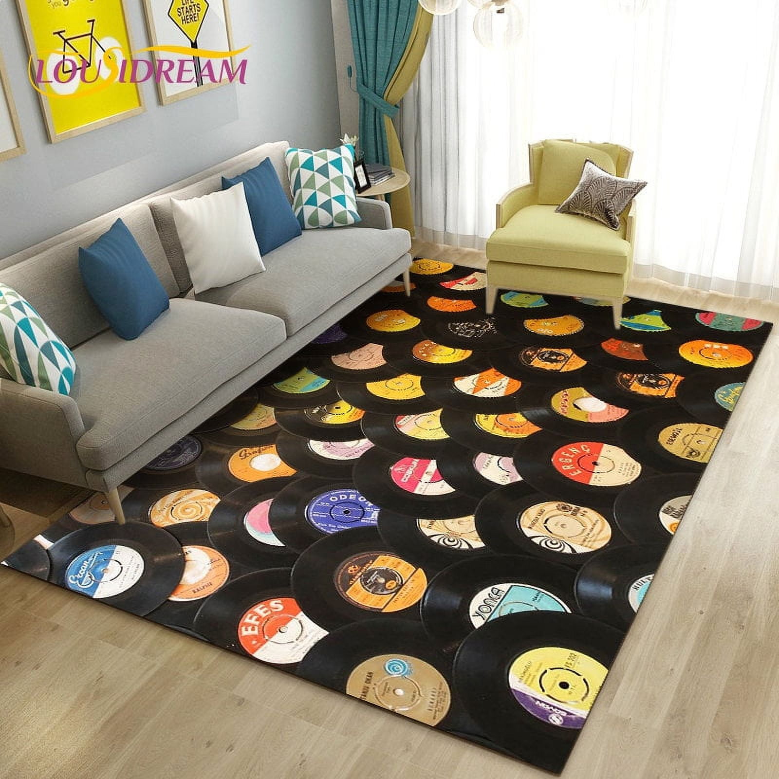 Large Carpet 3D Classical Music Vintage Vinyl Record Area Rug Carpet ...