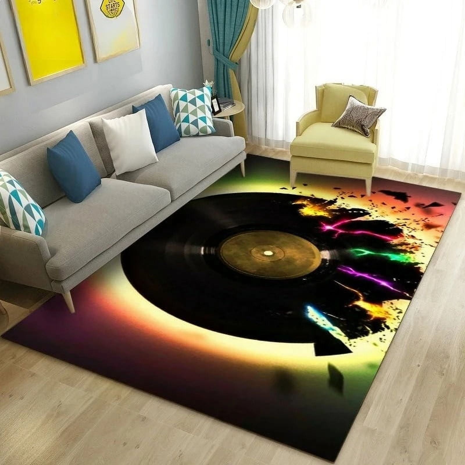 Large Carpet 3D Classical Music Vintage Vinyl Record Square Carpet for ...
