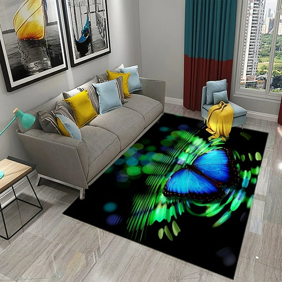 Large Carpet 3D Colorful Butterfly Flower Carpet Entrance Door Mat ...
