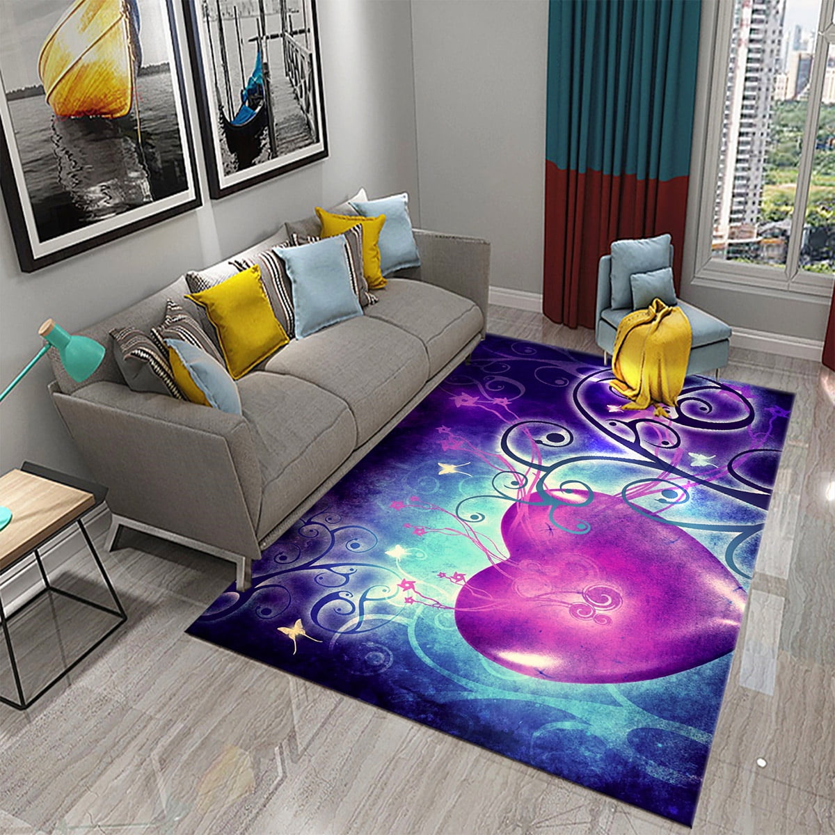 Large Carpet 3D Colorful Heart Carpet Romantic Warm Rugs Welcome Door ...