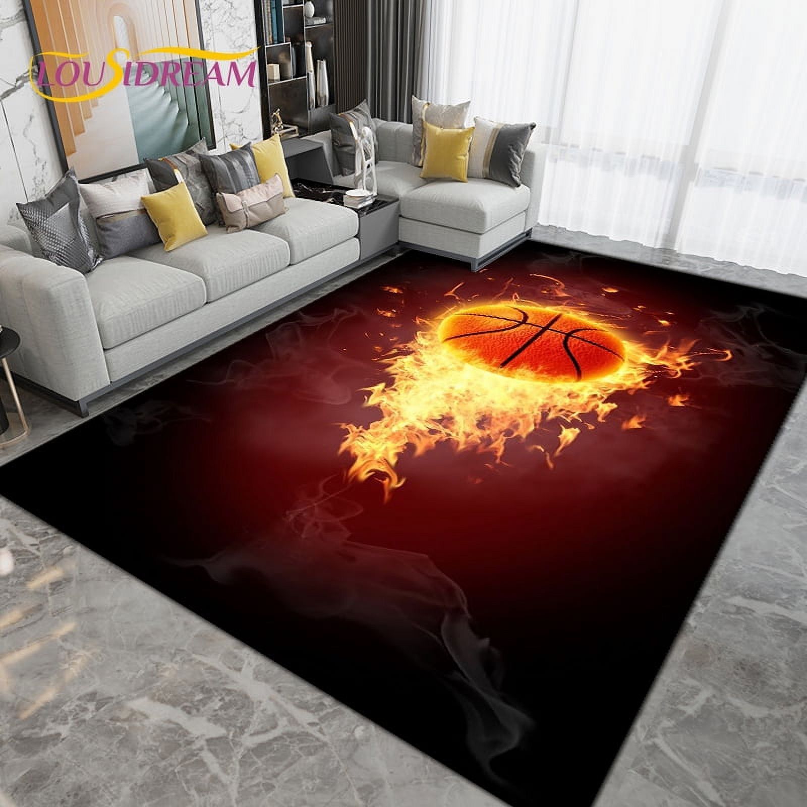 Large Carpet 3D Creative Basketball Basketball Court Area Rug Carpet ...