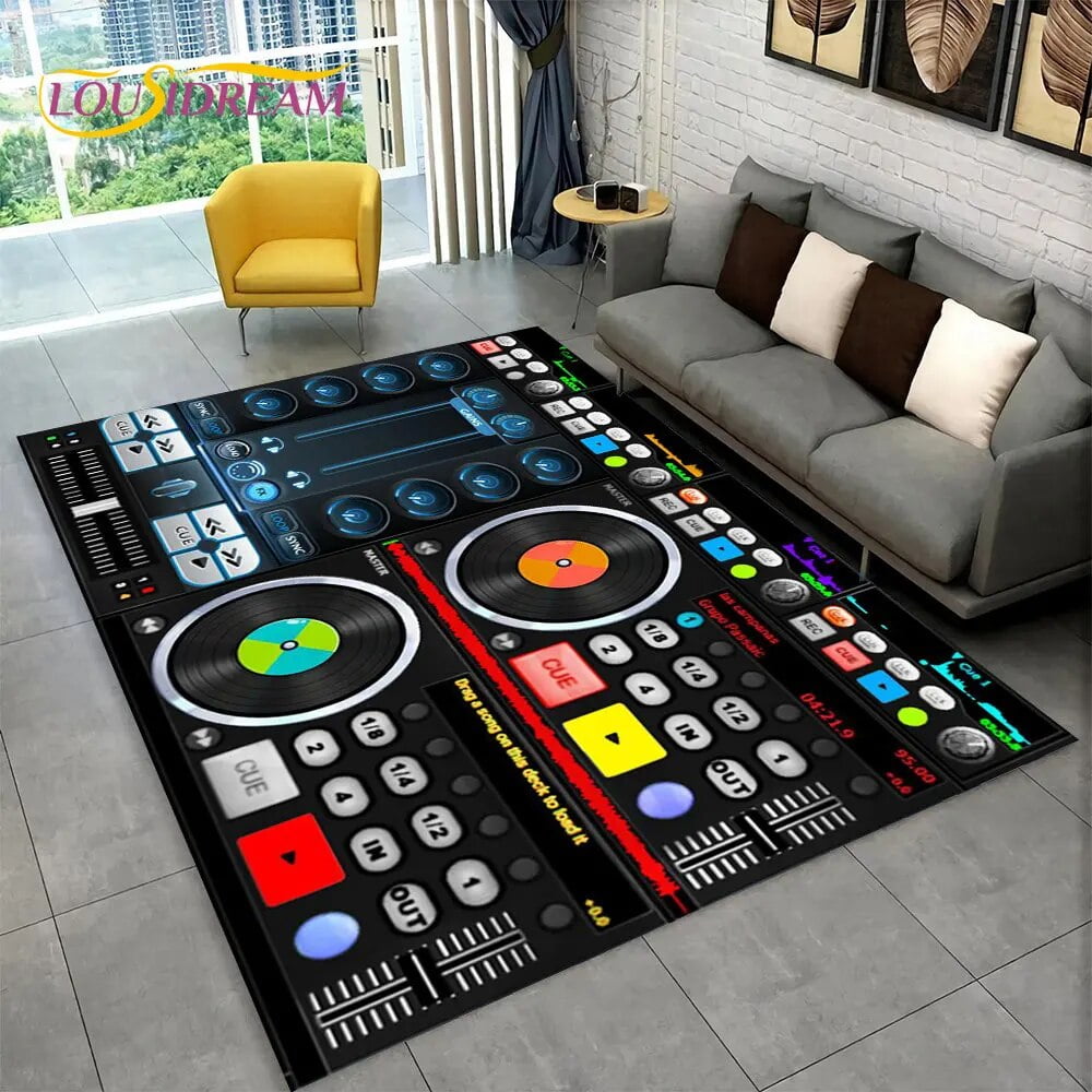 Large Carpet 3D DJ Music Screen Keyboard Area Rug Carpet Rug for Living ...