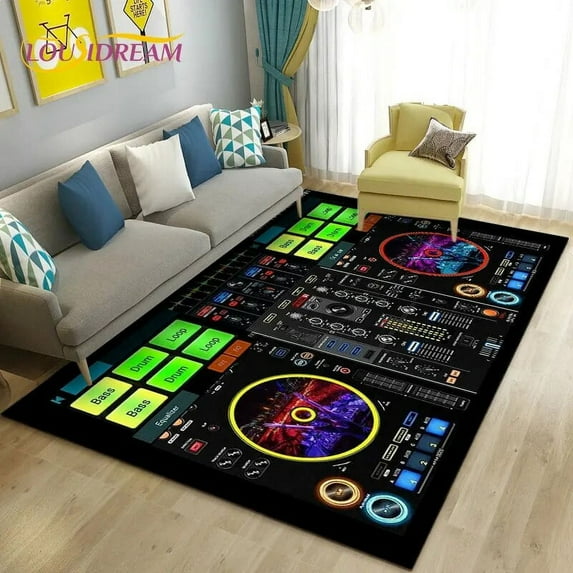 Large Carpet 3D DJ Music Screen Keyboard Area Rug Carpet Rug for Living ...