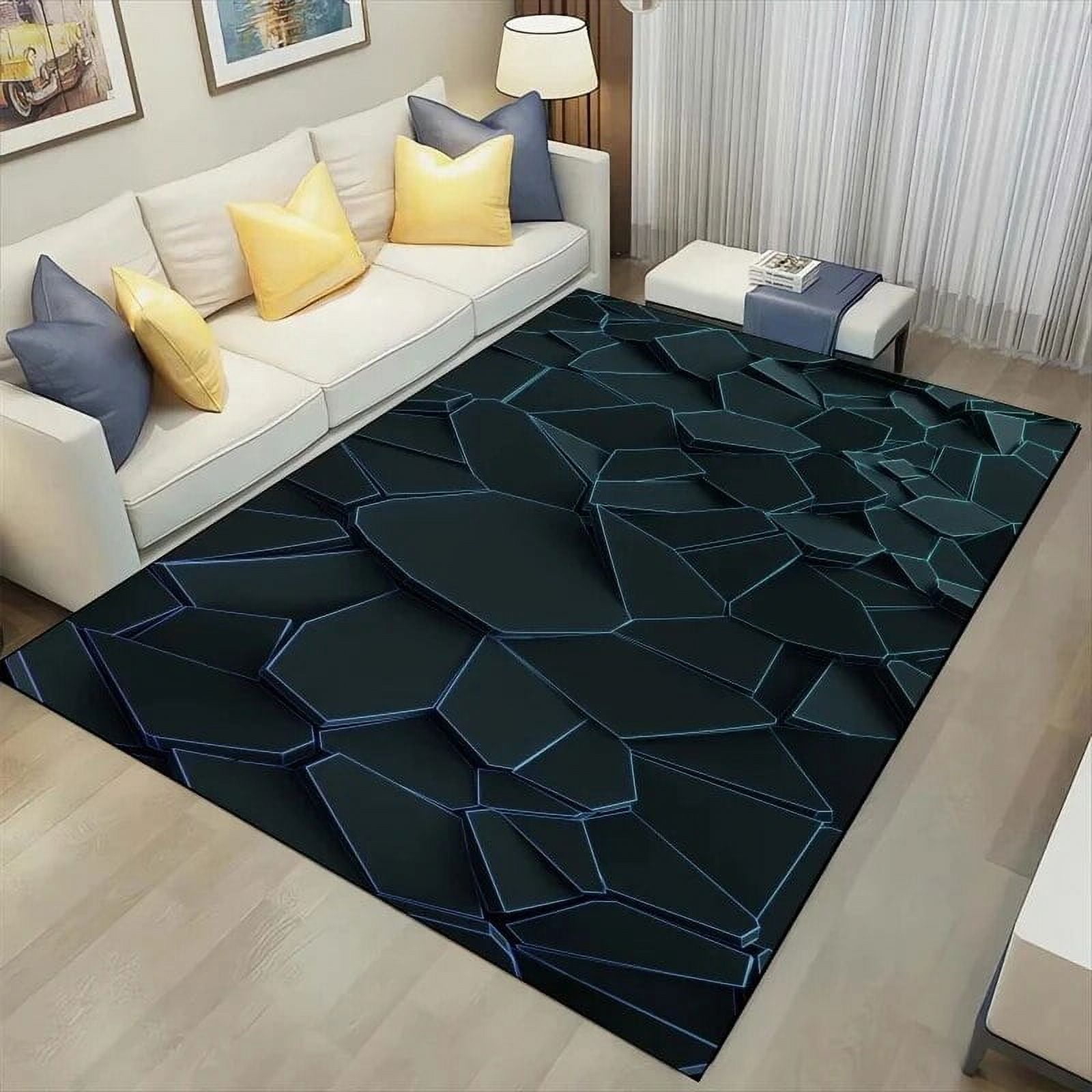 Large Carpet 3D Geometric Carpet Neon Lights Rugs Hexagons Carpets for ...