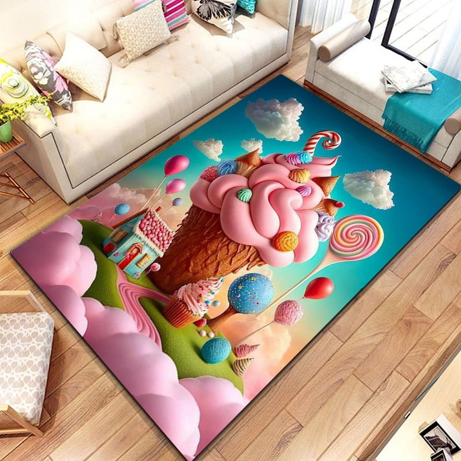 Large Carpet 3D Ice Cream Cartoon Area Rug Rug for Living Room Bedroom ...