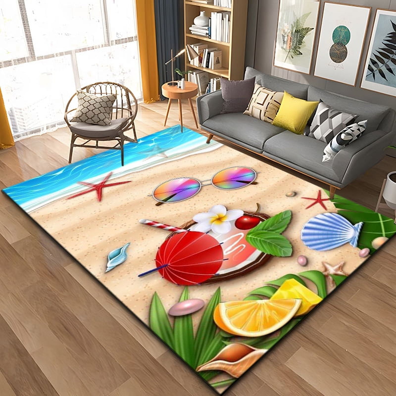 Large Carpet 3D Ocean Star Beach Water Scenery Area Rug Carpet Rug for ...