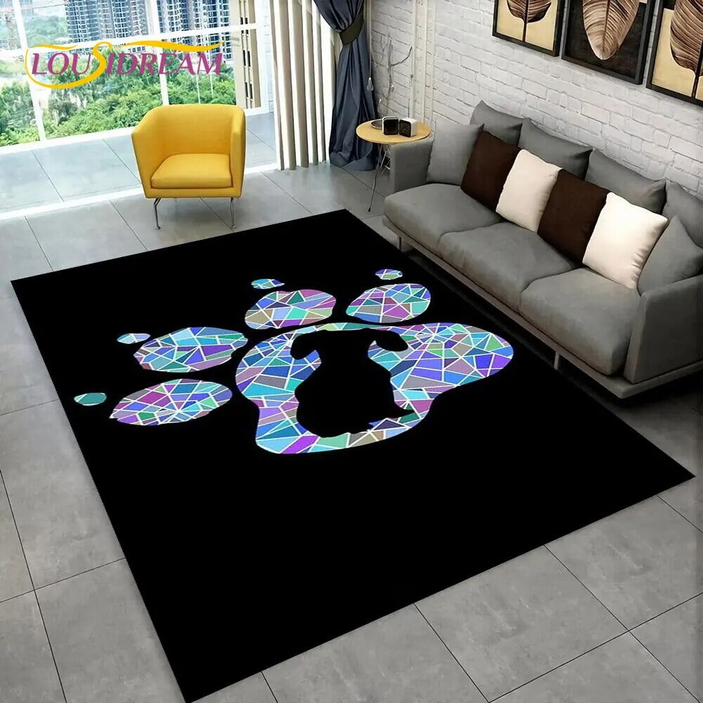 Large Carpet 3D Pets Footprint Sole Series Area Rug Rug for Living Room ...