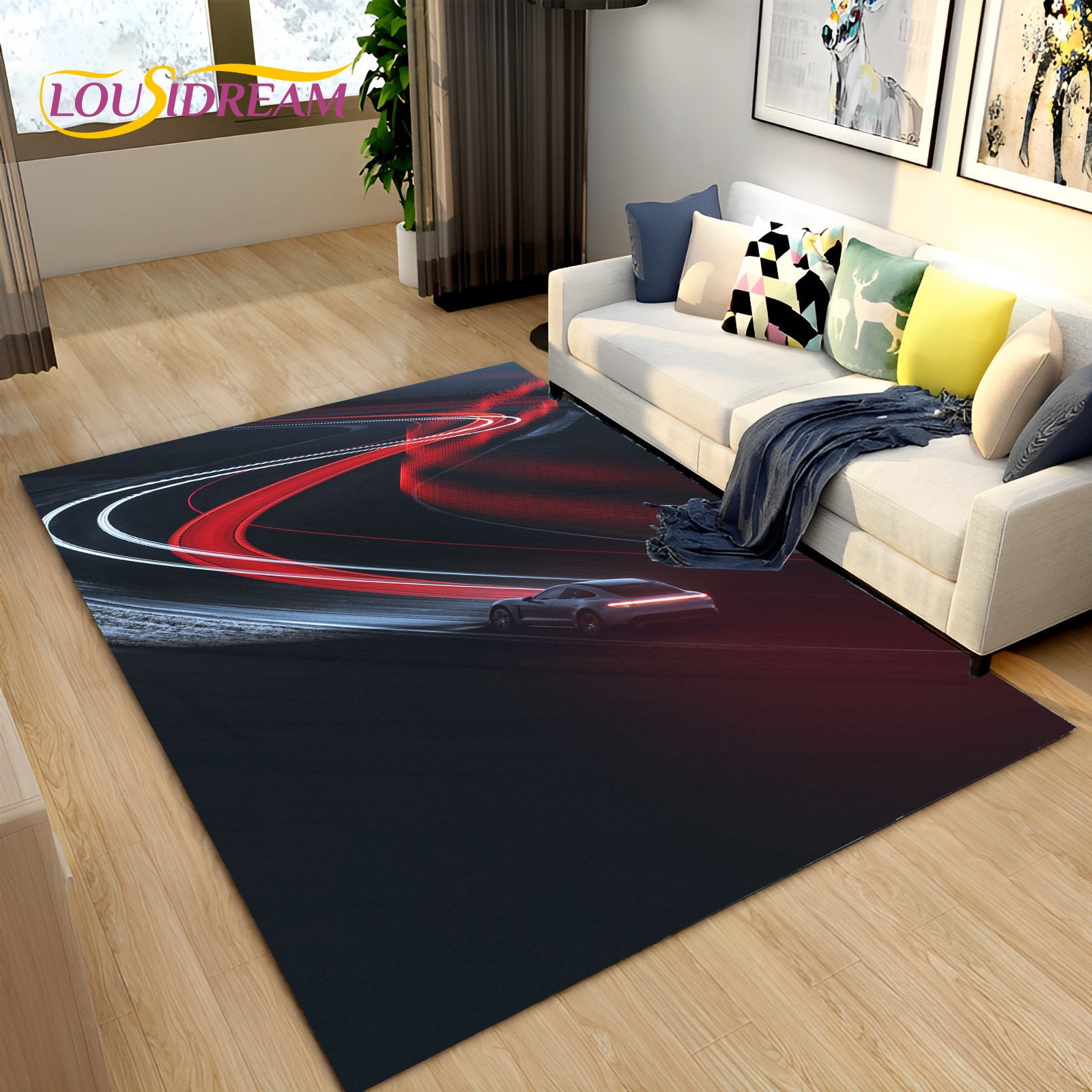Large Carpet 3D Racing Sports Car Soft Area Rug Rug for Home Living ...