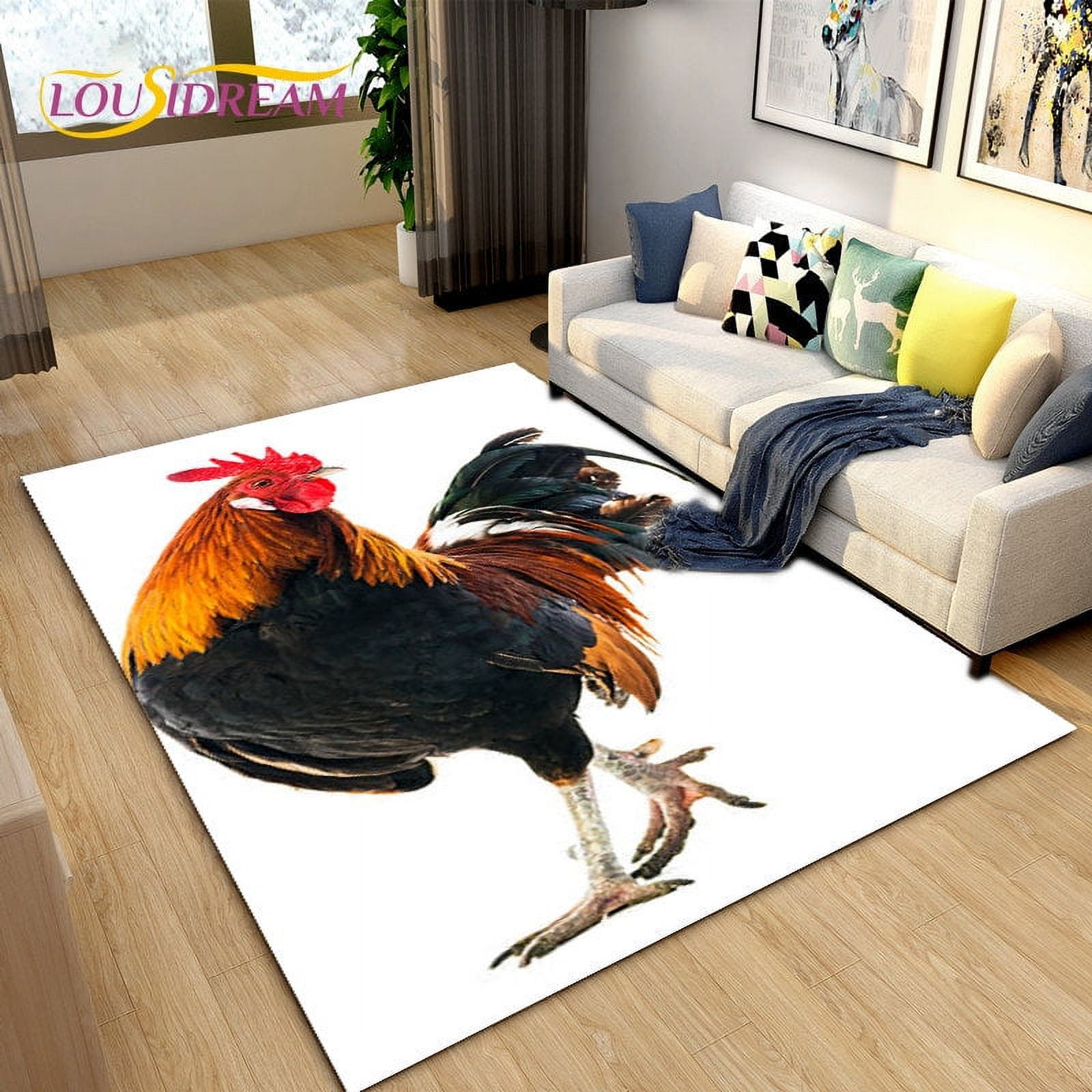 Large Carpet 3D Rooster and Hen Chicken Area Rug Rug for Living Room ...