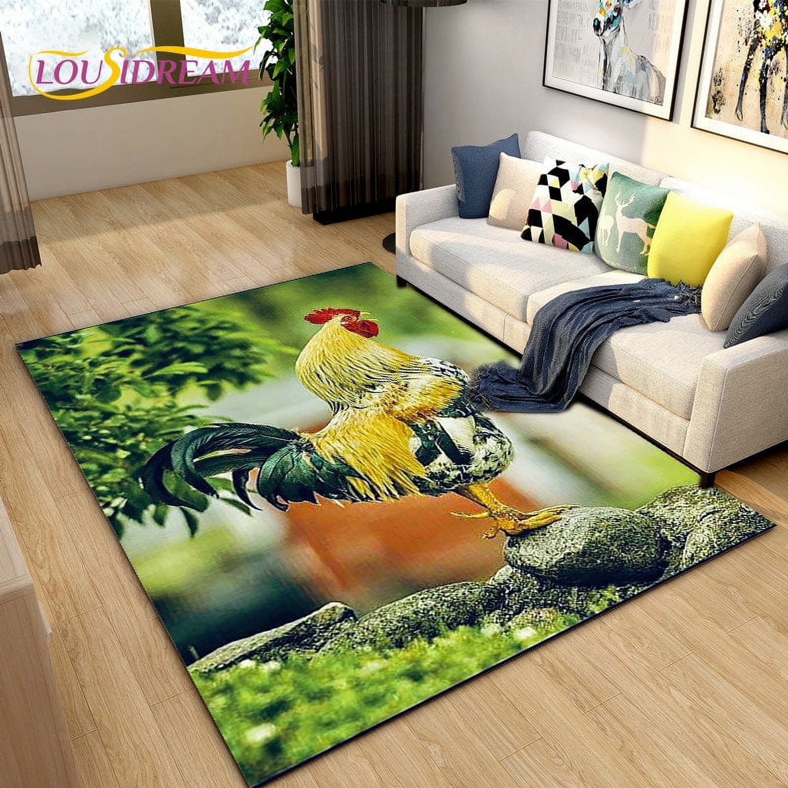 Large Carpet 3D Rooster and Hen Chicken Area Rug Rug for Living Room ...