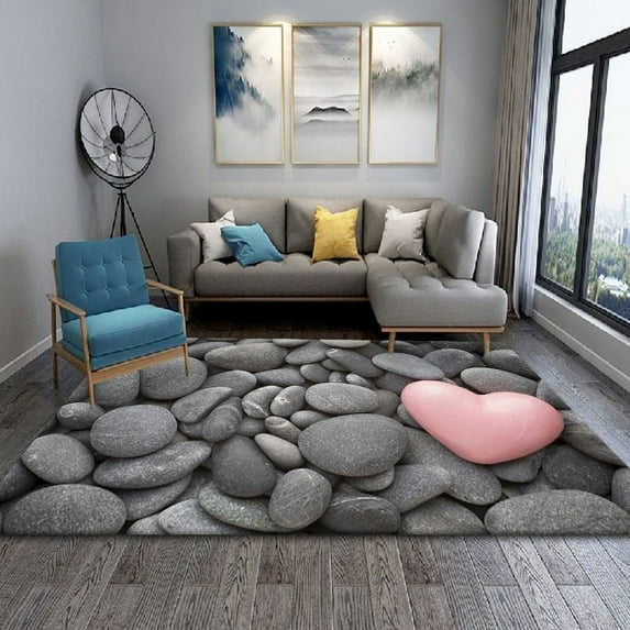 Large Carpet 3D St Beach Pebbles Area Rug for Living Room Anti-slip ...