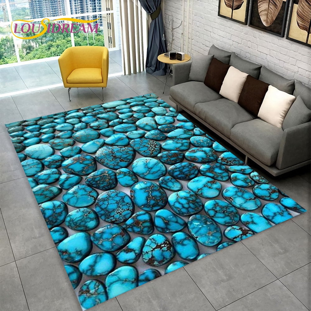 Large Carpet 3D Stone Footprint Beach Pebbles Area Rug Carpet Rug for ...