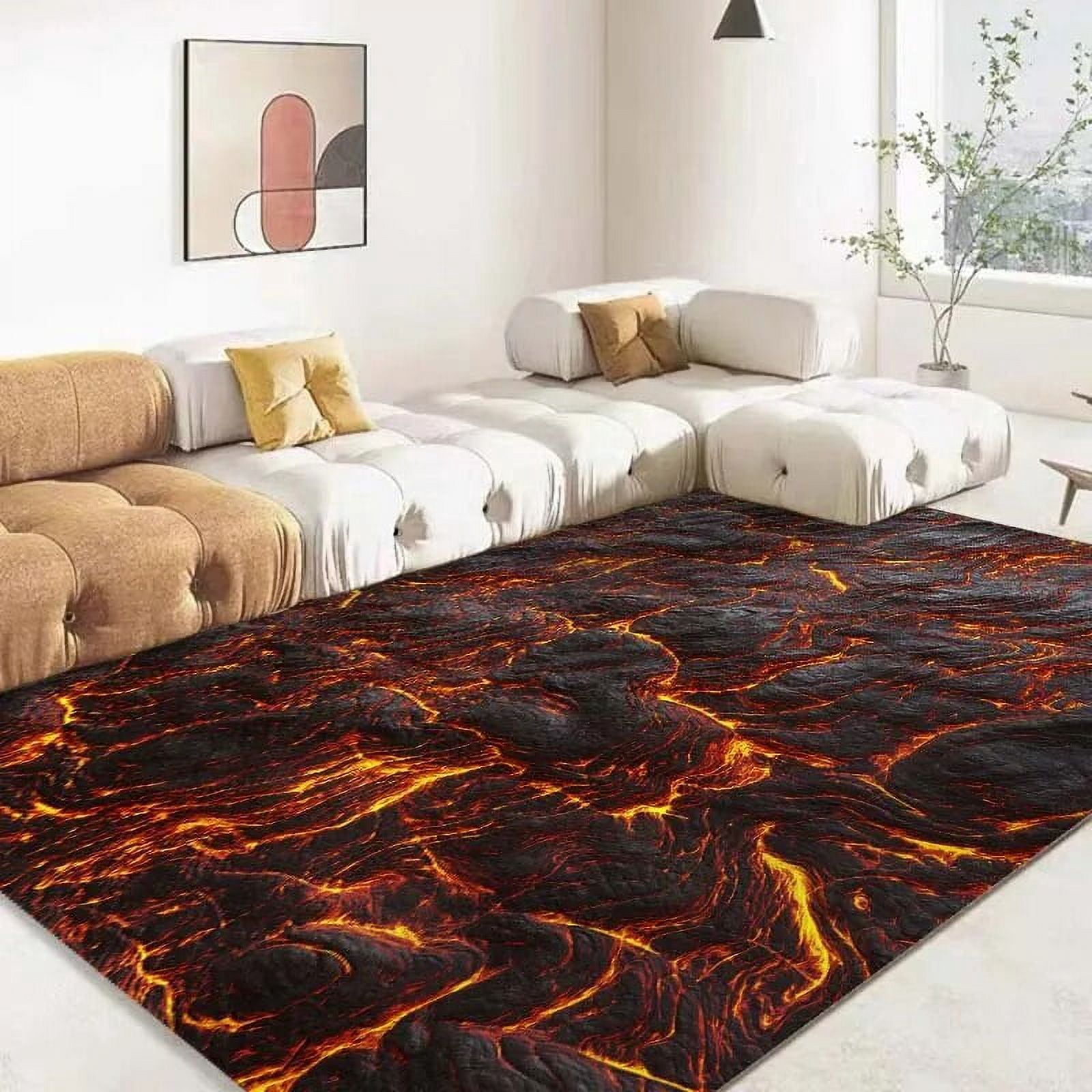Large Carpet 3D Volcano Lava Magma Area Rug Large Red Carpet for Living ...