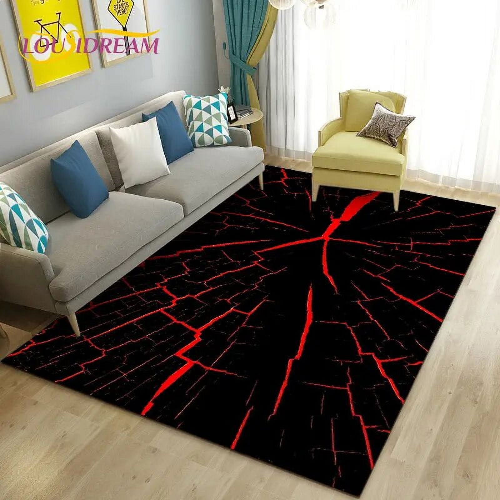 Large Carpet 3D Volcano Lava Magma Area Rug Rug for Living Room Bedroom ...
