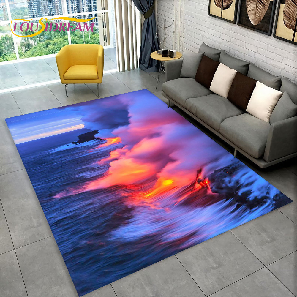 Large Carpet 3D Volcano Lava Magma Area Rug Rug for Living Room Bedroom ...