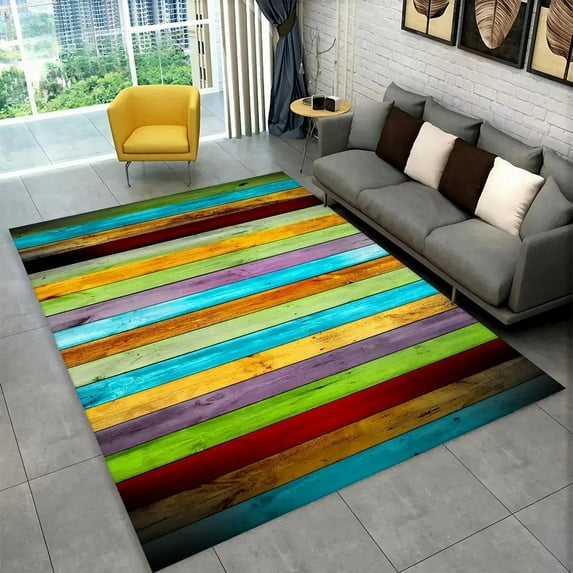 Large Carpet 3D Wood Grain Retro Area Rug Rug for Home Living Room ...