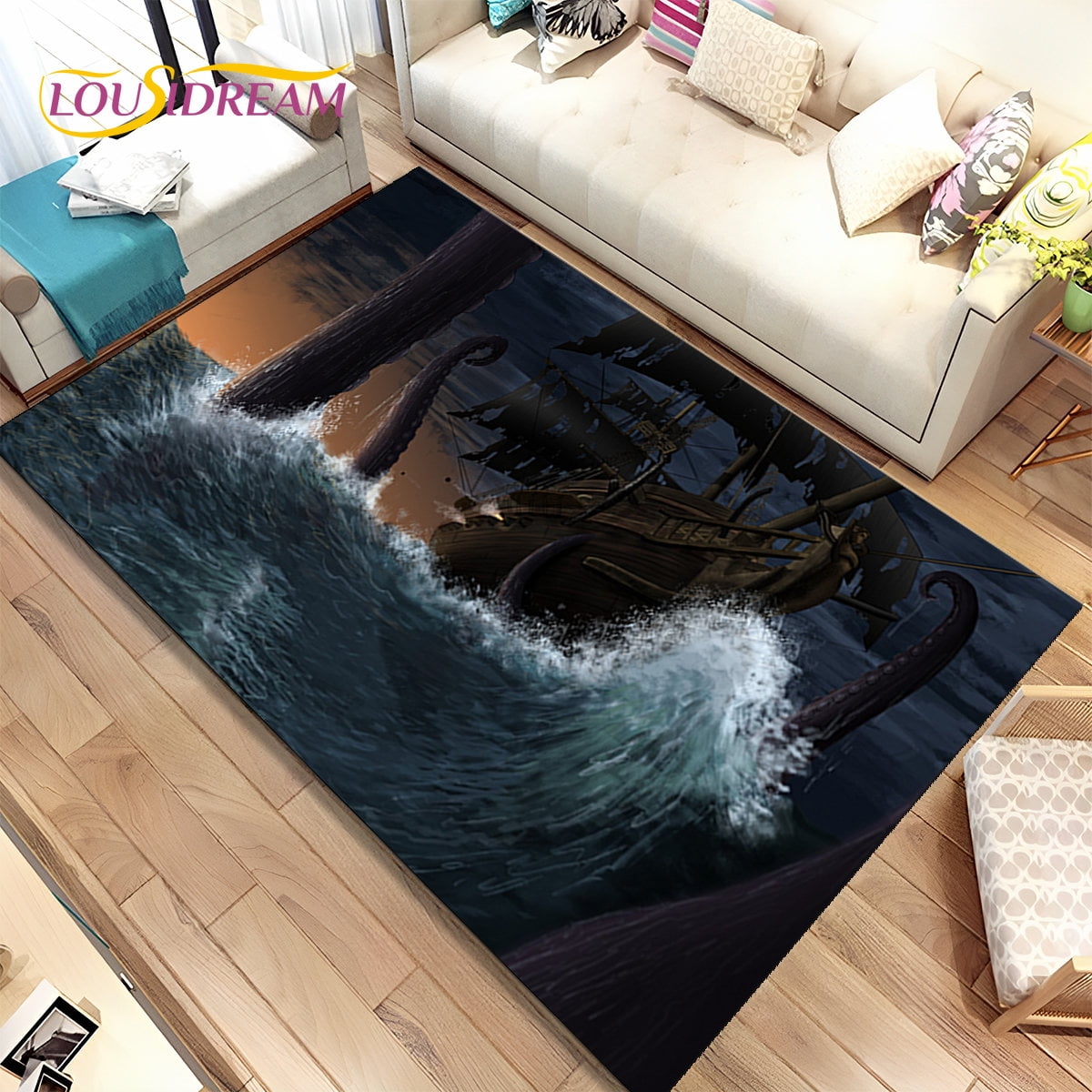 Large Carpet A Pirate Boat Barque Boat Ship Area Rug Carpet Rug for ...