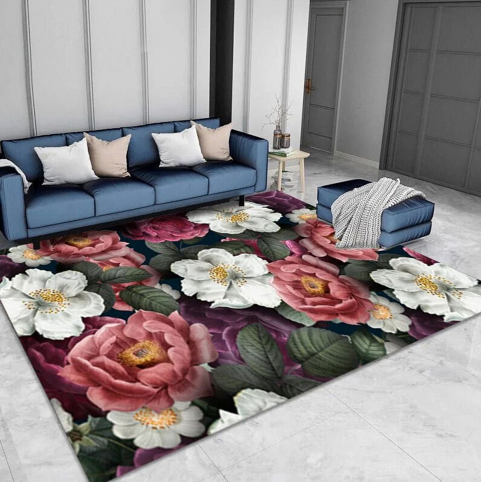 Large Carpet Abstract Art Floral Carpets Hallway Rug 3D Flower Living ...