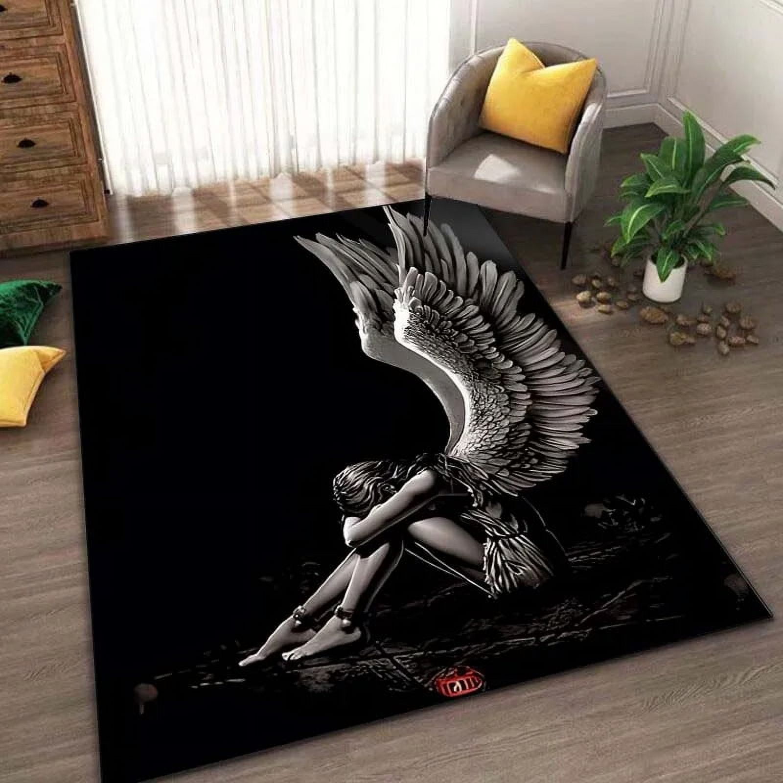 Large Carpet Angel Wings Black White Carpet for Living Room Home r Sofa ...