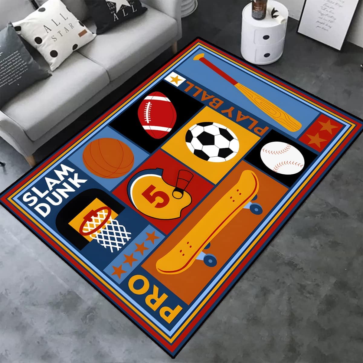 Large Carpet Basketball Football Carpet for Living Room Home rations ...