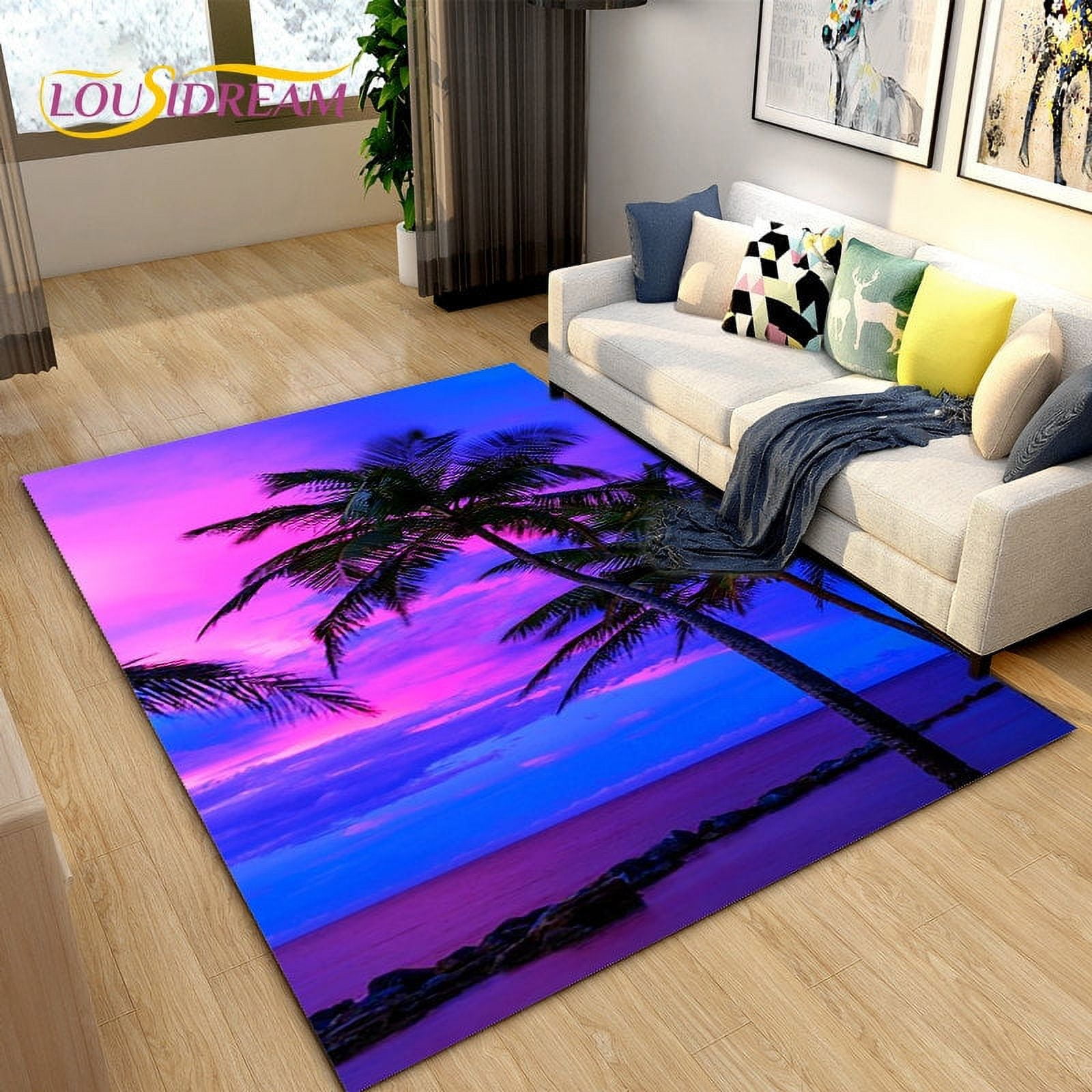 Large Carpet Beautiful Beach Coconut Tree Scenery Area Rug Carpet Rug ...