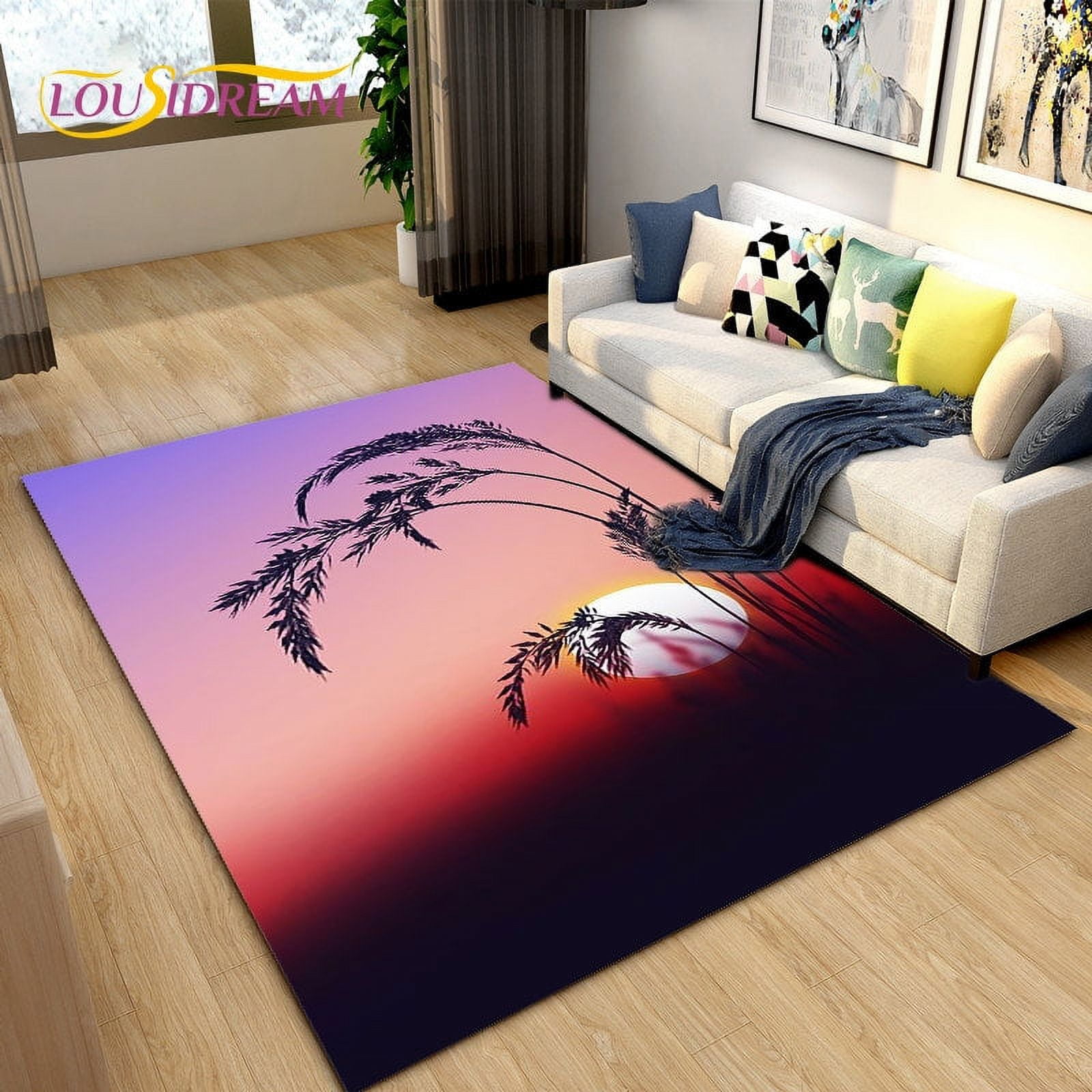 Large Carpet Beautiful Beach Coconut Tree Scenery Area Rug Carpet Rug ...