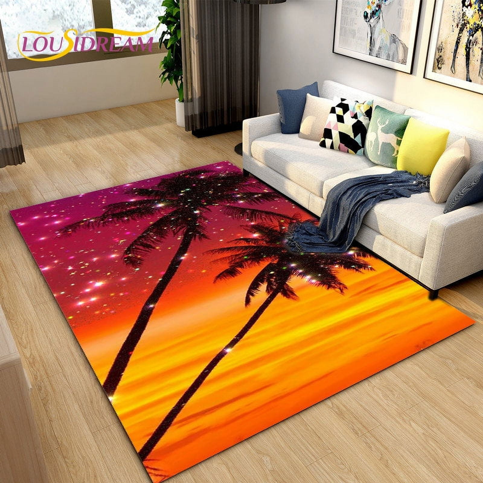 Large Carpet Beautiful Beach Coconut Tree Scenery Area Rug Carpet Rug ...