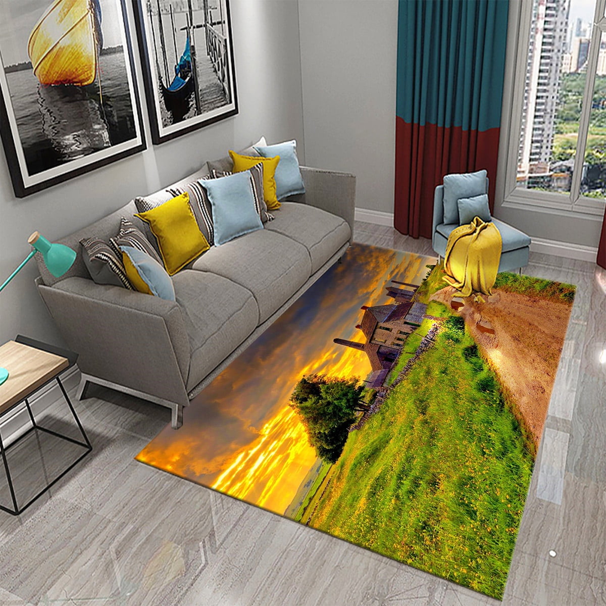 Large Carpet Beautiful Rural Landscape Carpet Color Views Rugs Living ...