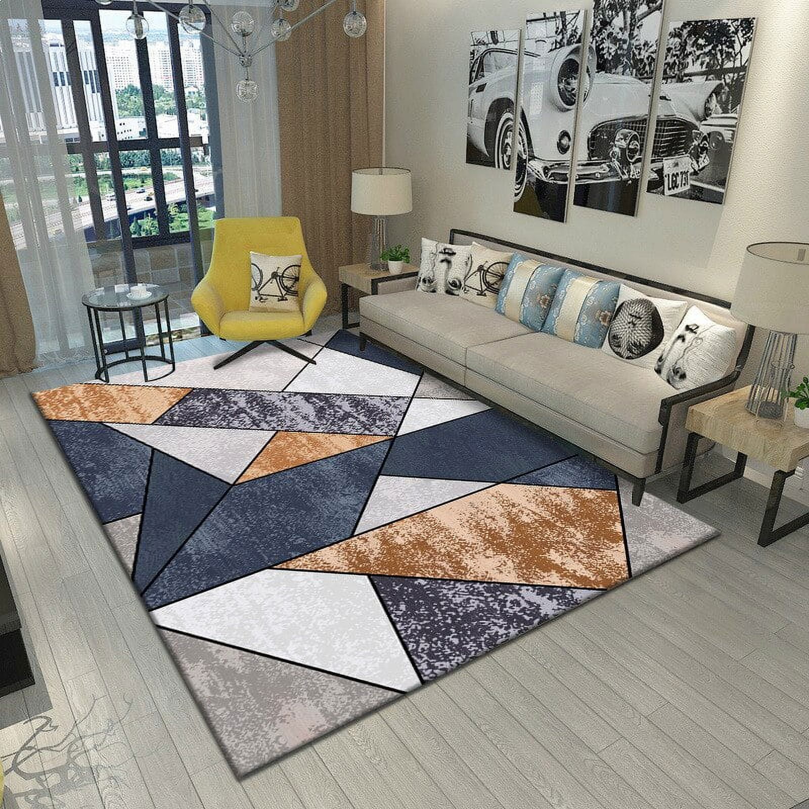 Large Carpet Black Geometry Entrance Doormat Carpet for Living Room ...