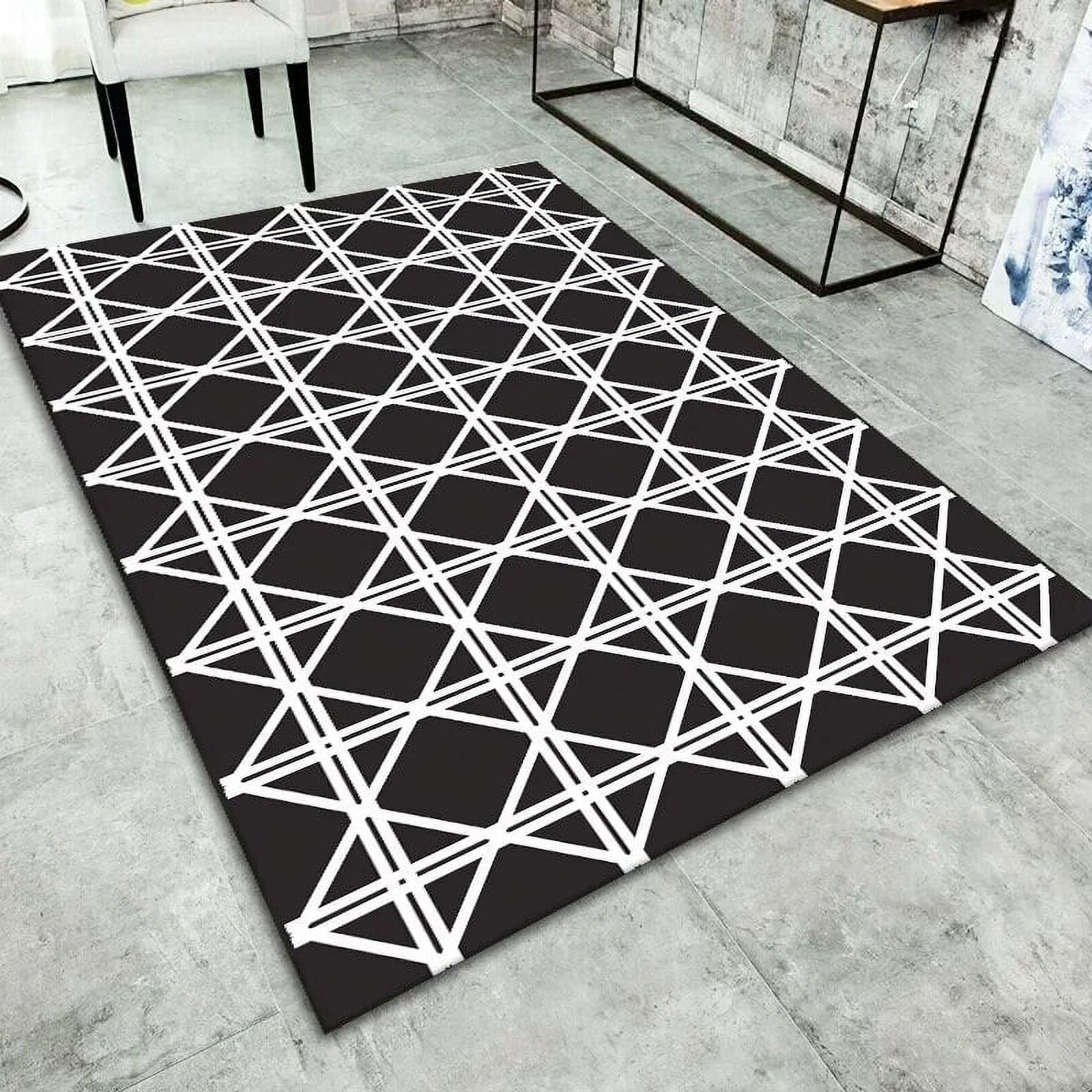 Large Carpet Black and White Grid Carpet Area Rug for Living Room ...
