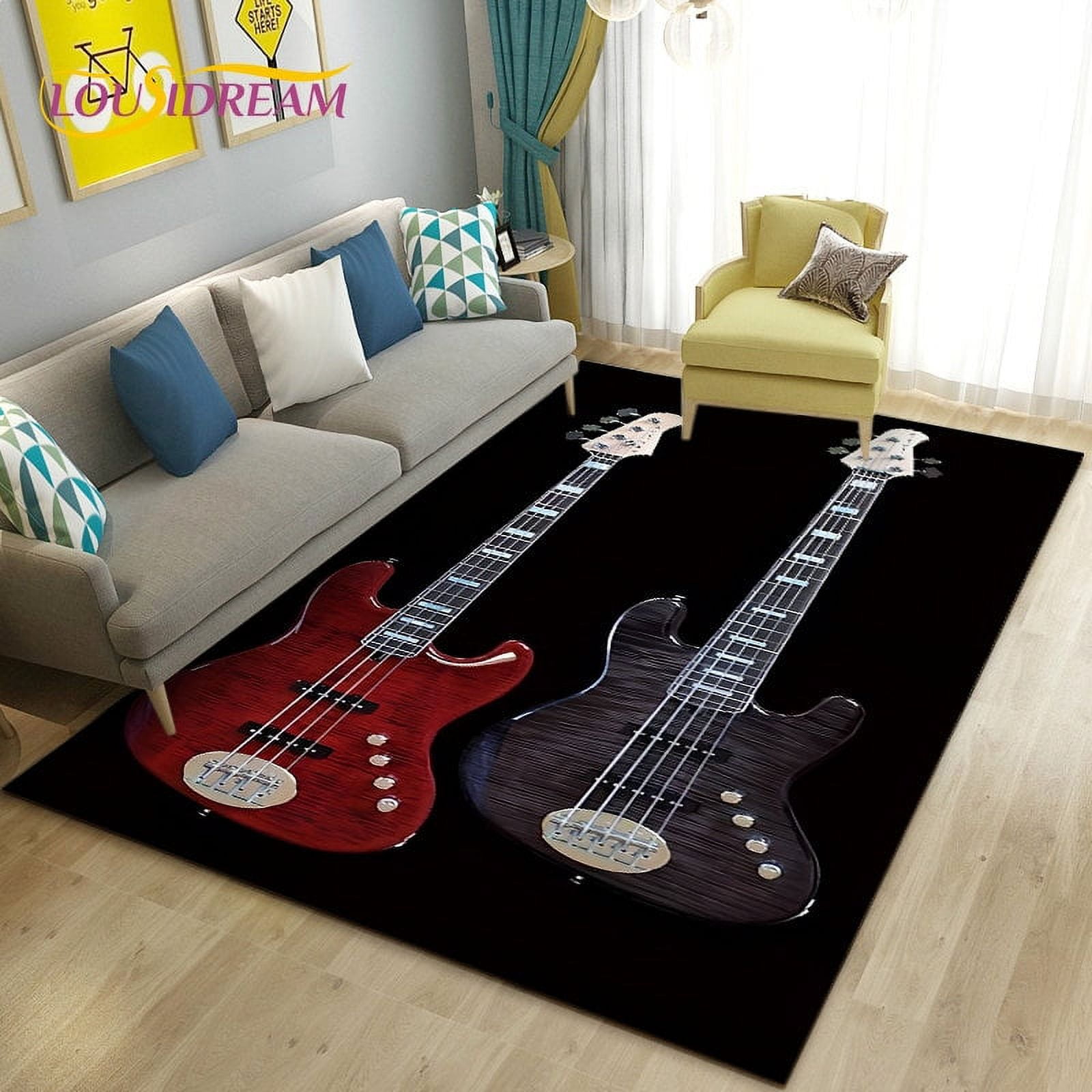 Large Carpet Classical Guitar Electric Guitar Area Rug Carpet Rug for ...